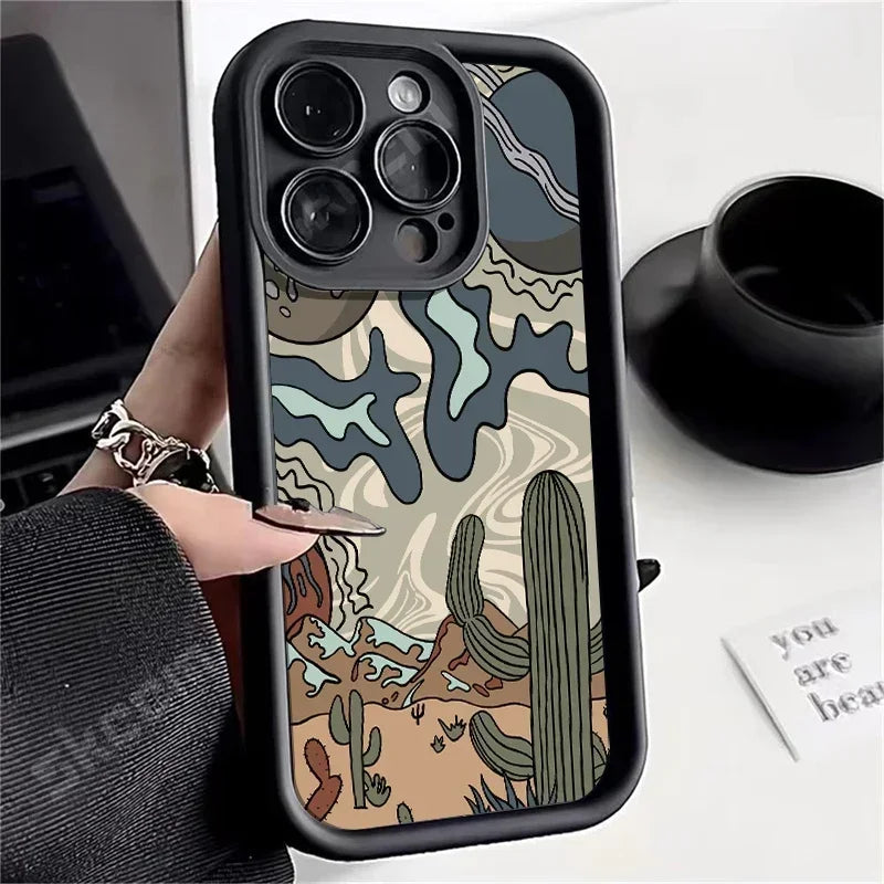 Cartoon Primitive Man Desert iPhone Case | Shockproof 7-16 Pro Max | BM STORE